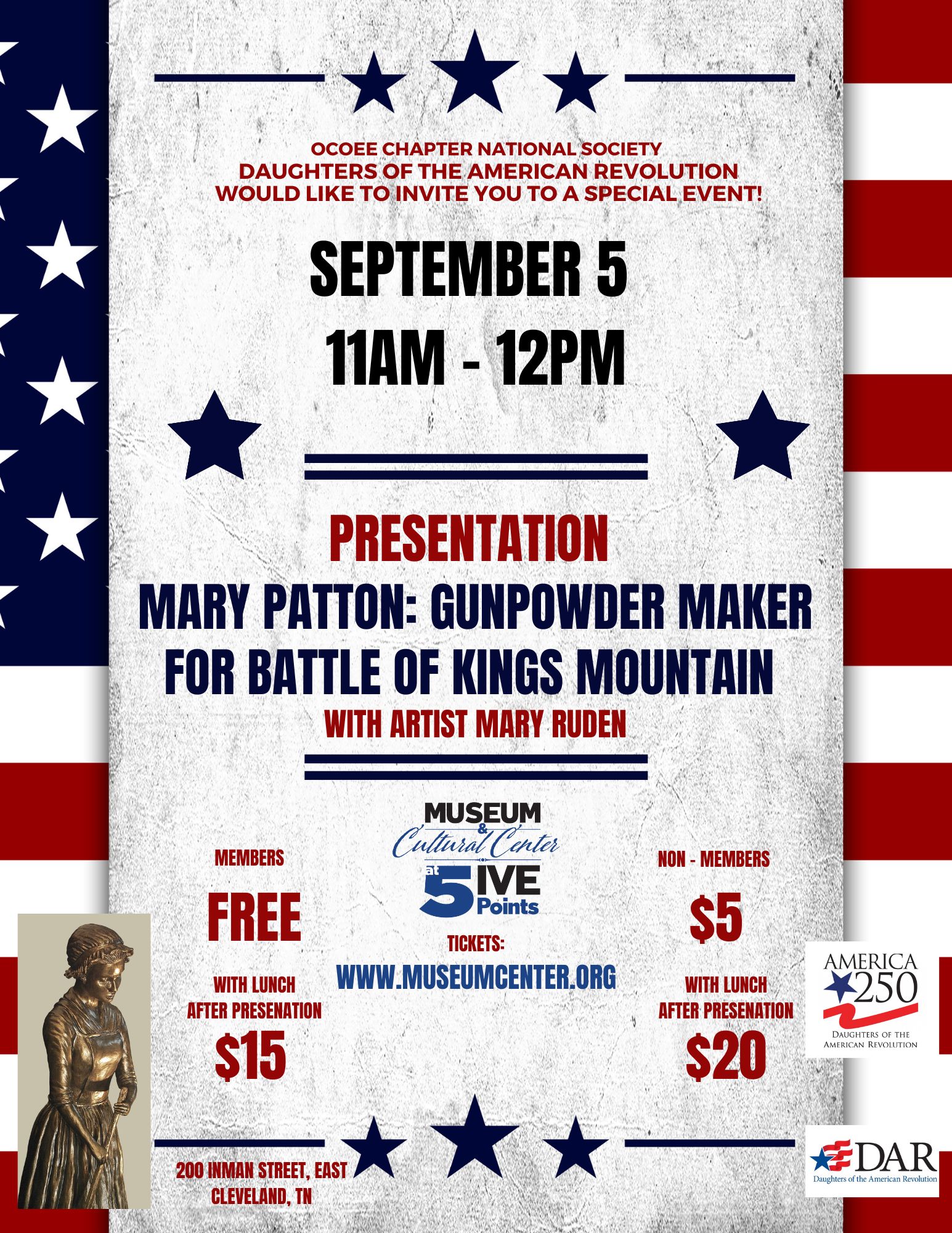 Mary Patton: Gunpowder Maker for Battle of Kings Mountain with Artist ...